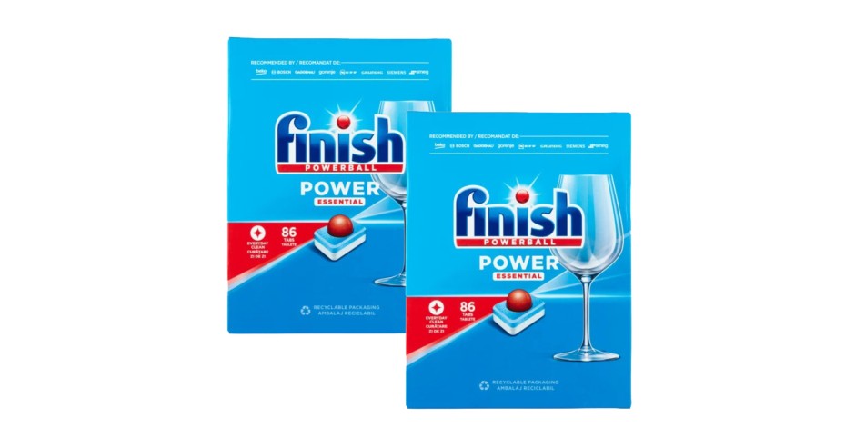 Pachet detergent vase Finish Powerball Power Essential, 2 x 86 tablete ...