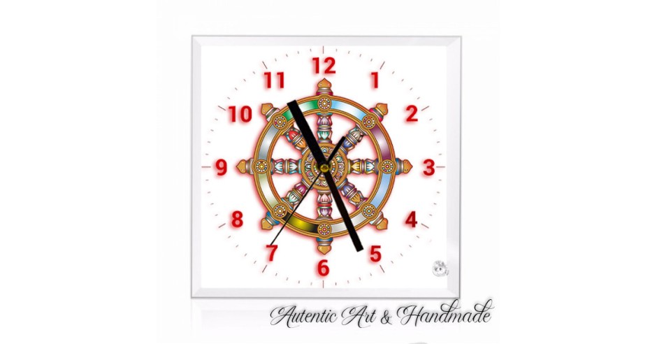 Ceas Feng Shui de birou cu motiv Dharmachakra - simboluri buddhiste ...