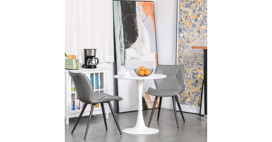 HOMCOM Masa Moderna Masa pentru Pranz Rotunda pentru Bucatarie, cafea ...