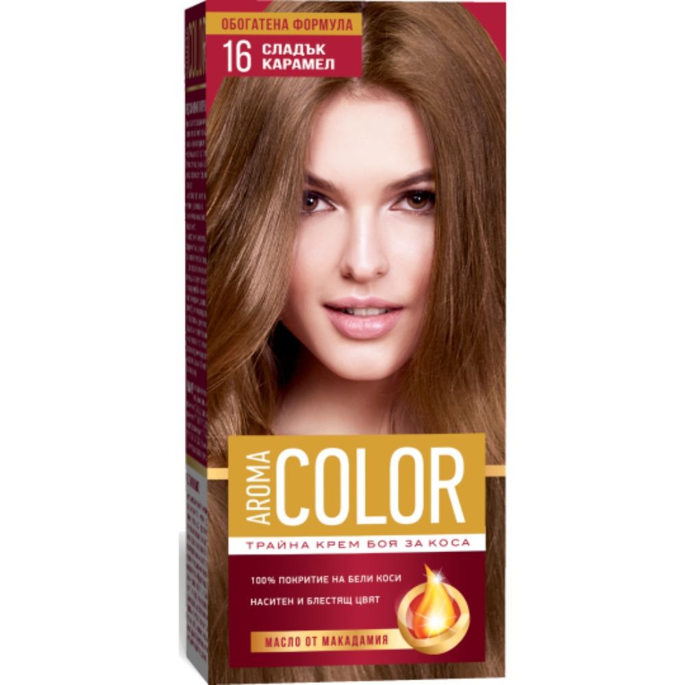 Vopsea de Par Permanenta AROMA Color, 16 Nuanta Caramel Deschis, 90 ml ...