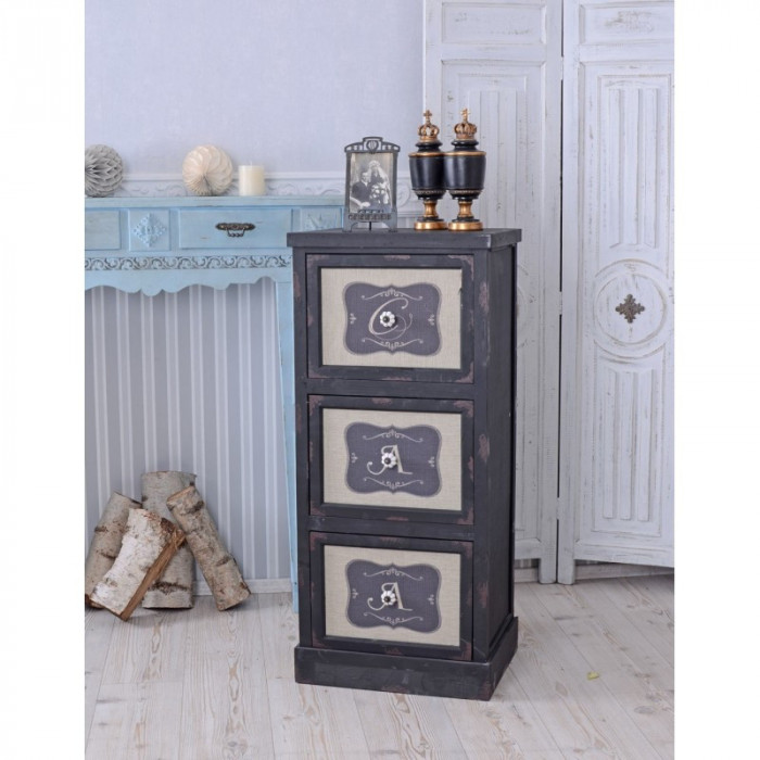 Comoda neagra din lemn masiv antichizat MXA011, Comode si bufete ...