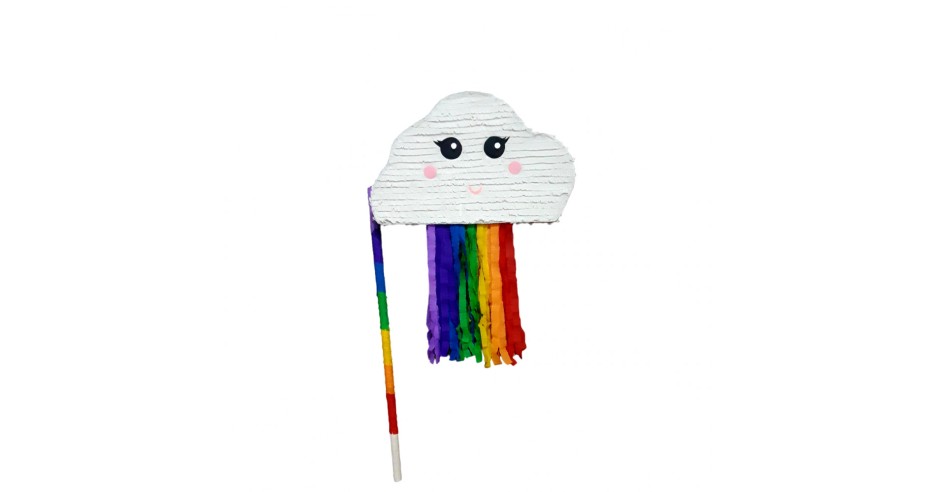 Pinata personalizata model Norisor si franjuri curcubeu,45 cm, alb ...