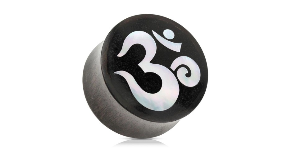 Plug pentru ureche, in forma de ?a, din lemn de culoare neagra, simbol ...