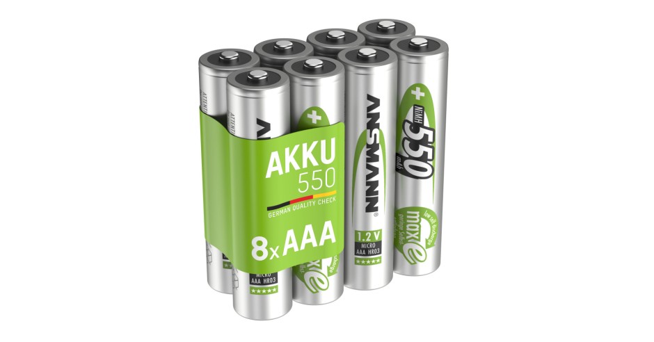 Set 8 Acumulatori AAA Ansmann 550 mAh Ni-Mh HR03 Lampi Solare, -20°C ...
