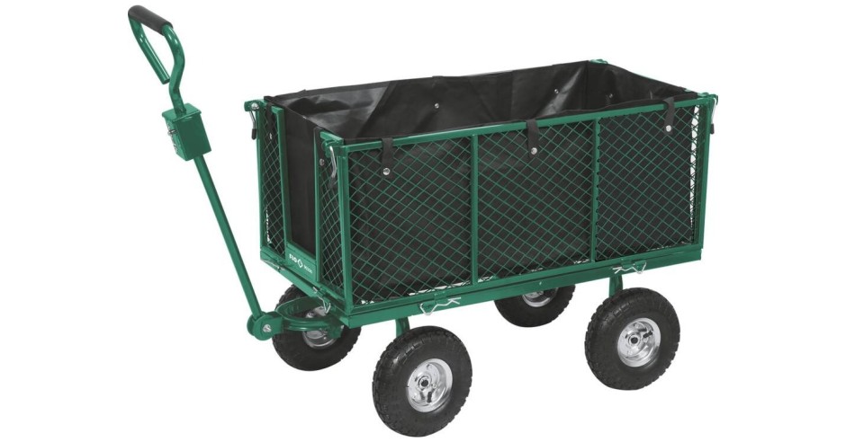 Carucior de gradina rabatabil, cadru metalic, roti pneumatice, husa ...