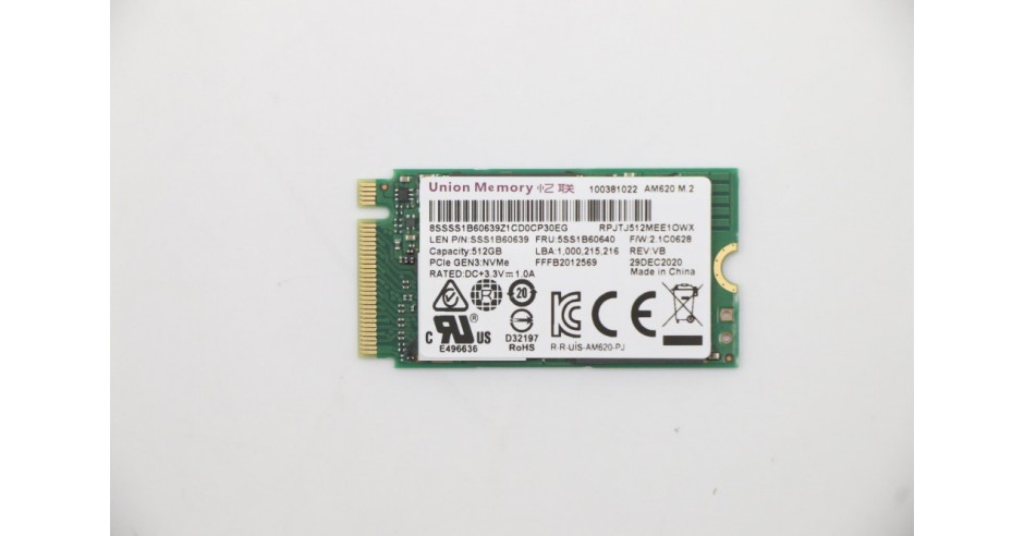 SSD Union Memory 512GB NVMe M.2 2242 de pe laptop Lenovo adaptor 2280 ...
