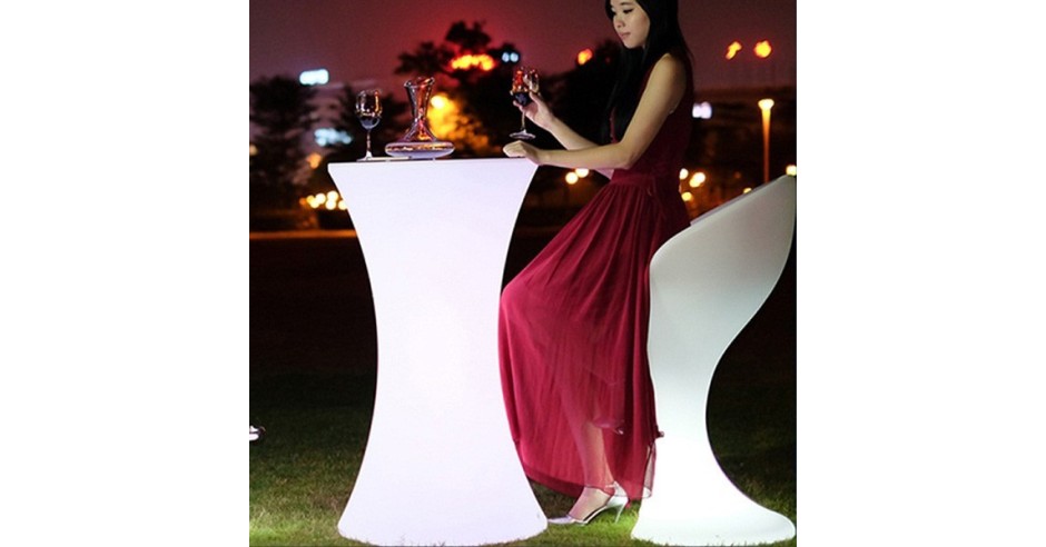 Masa cocktail LED RGB, iluminata 16 culori, control telecomanda, IP54 ...