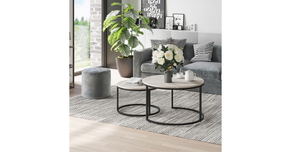 HOMCOM Set 2 Masute de Cafea care se Suprapun, Masute pentru Salon ...