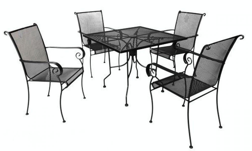 Set Mobila Gradina/Terasa Din Fier Forjat, Masa Patrata 91X91Cm Cu 4 ...