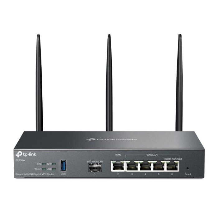 Router VPN Gigabit Wi-Fi 6 AX3000 Omada ER706W cu Port SFP Gigabit și ...