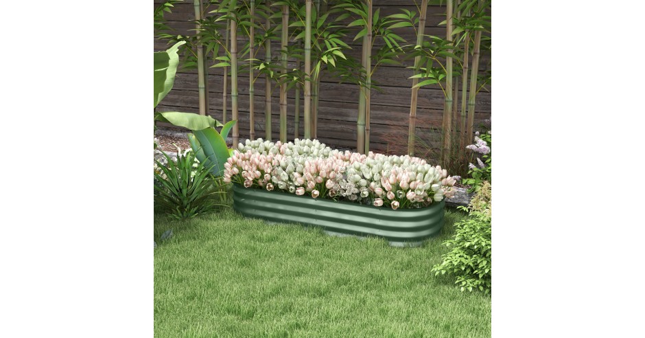 Outsunny Paturi Inaltate Galvanizate pentru Gradina, Cutie Inaltata din ...