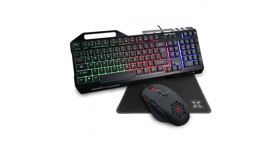 Kit Gaming Serioux Tobis 3 In 1, mouse tastaura si mousepad | Okazii.ro