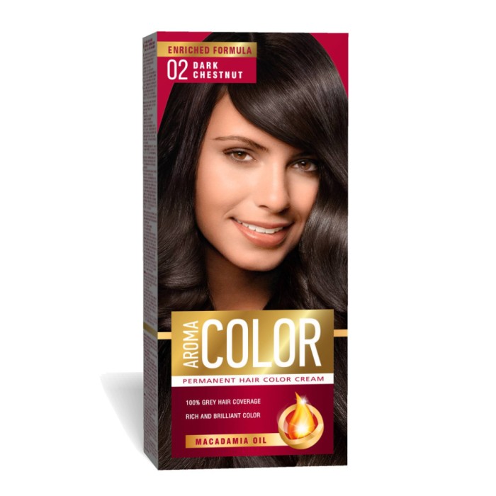 Vopsea Permanenta de Par Aroma Color 02, Castaniu Inchis, 90 ml, Vopsea ...