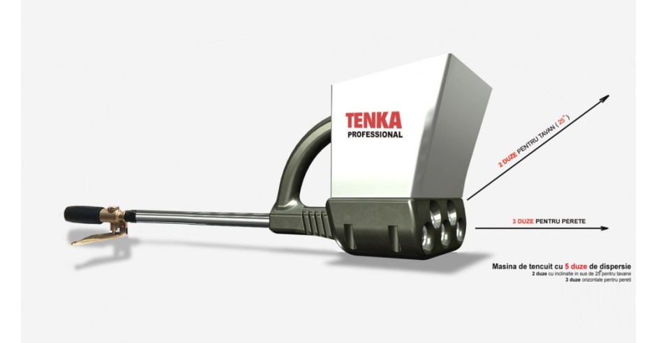 Masina de tencuit cu 5 duze - TENKA. Perete + tavan. Pompa, pistol ...