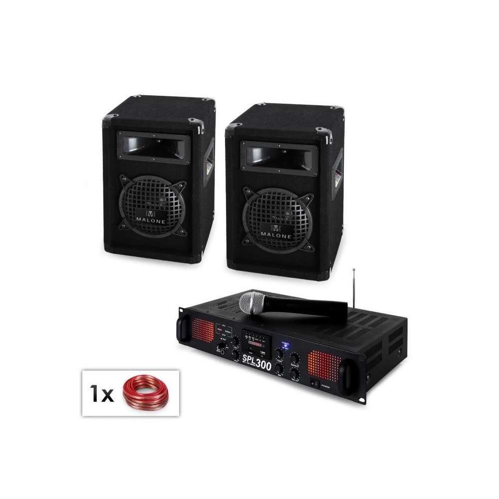 Malone PA Set "Malone SPLVHF" Pereche de boxe de 6.5 ", VHF Micro ...