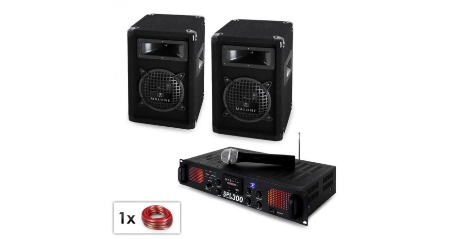 Malone PA Set "Malone SPLVHF" Pereche de boxe de 6.5 ", VHF Micro ...