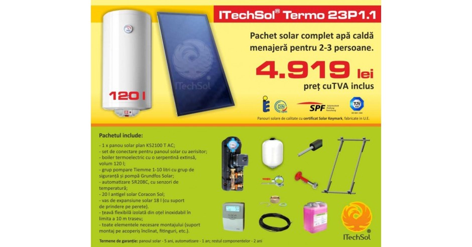 Pachet solar (kit) complet pentru apa calda menajera pentru 2-3 ...