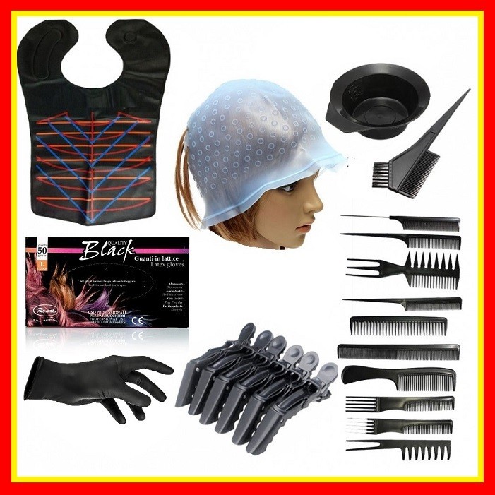 Set complet vopsit parul casca suvite pelerina clipsuri bol 10 piepteni ...