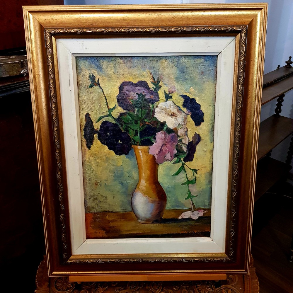 SABIN POPP-PICTOR,ARTIST ROMAN-VAS CU FLORI-ULEI PE PANZA | arhiva ...