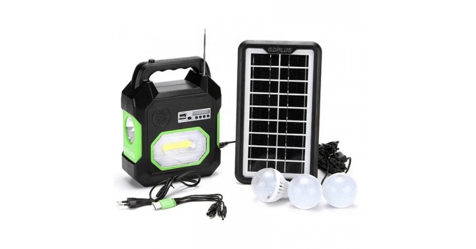 Kit cu Panou Solar LED BT MP3 Radio FM 3Becuri LED 6V4Ah GdSuper GD15 ...