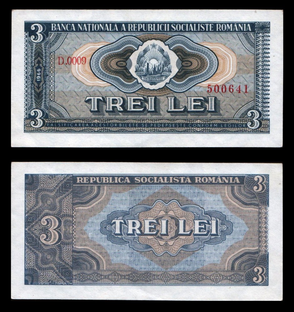 Bancnote romanesti 3 lei 1966 -aUNC | arhiva Okazii.ro