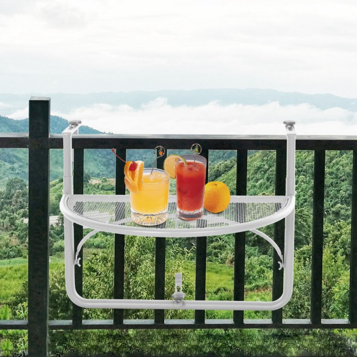 Outsunny Masuta pentru Balcon Pliabila din Metal cu 3 Inaltimi ...