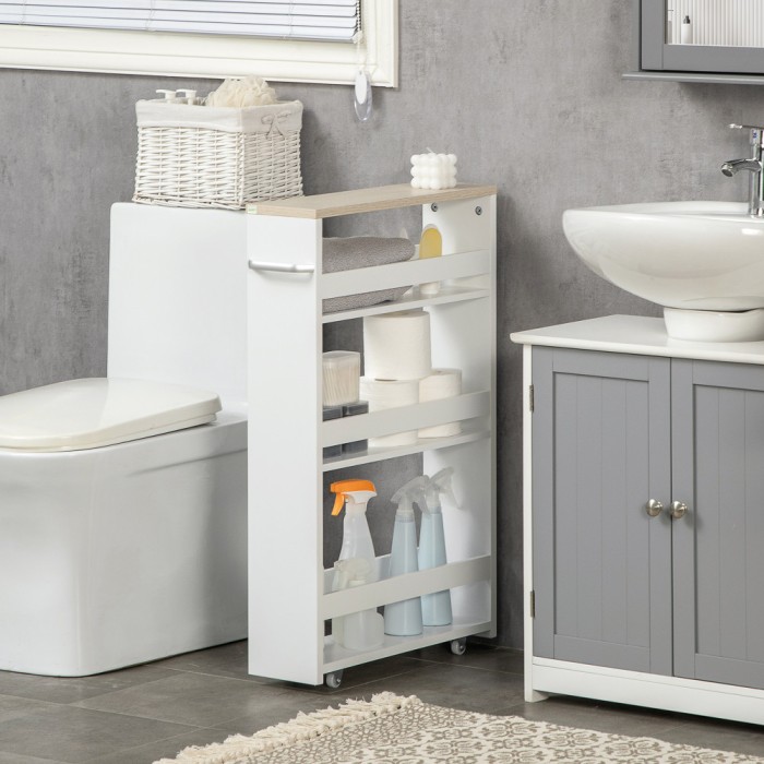 Kleankin Rafturi de depozitare pentru baie cu 3 niveluri, unitate de ...