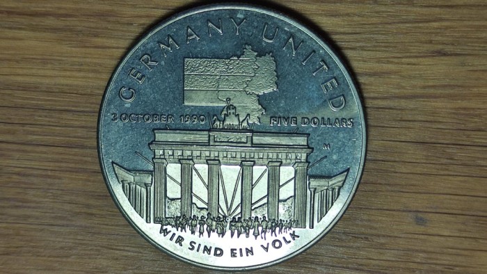 Insulele Marshall - moneda aniversara rara - 5 dolari / dollars 1990 ...