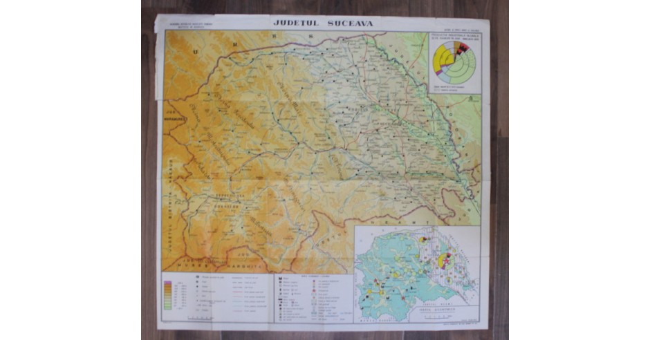 HARTA JUDETULUI SUCEAVA , de N. POPP ...D. PAULENCU , 1973 | Okazii.ro