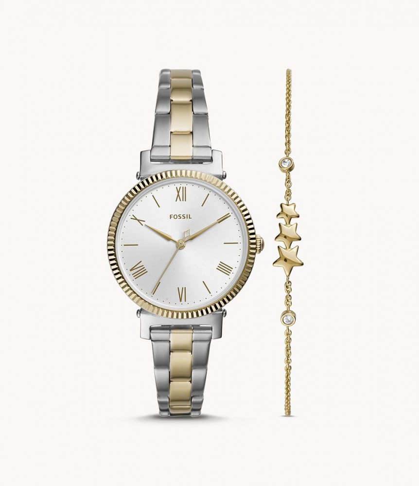 Ceas dama, Fossil, Daisy, set ceas si bratara, bicolor, inox | arhiva ...