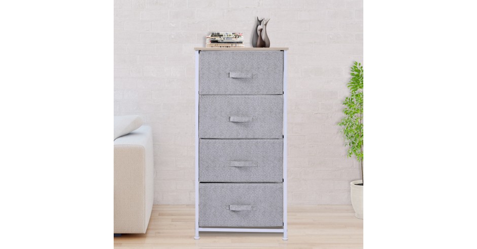 Homcom Mobila Container cu 4 Sertare din Lin Panou Sasiu in Otel Vopsea ...