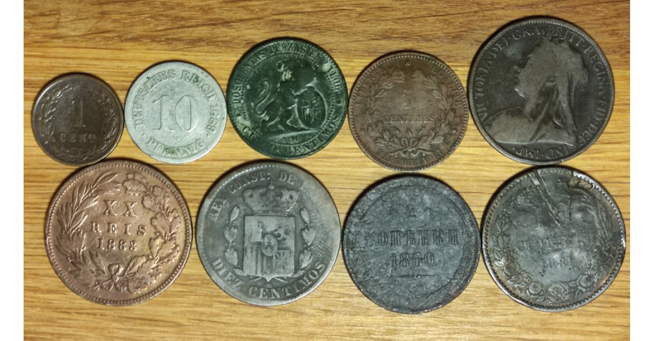 Start colectie 2 incepatori- 9 monede diferite secolul 19 - starea din ...