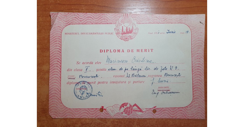 Diploma de merit clasa a 5-a-scoala de pe langa liceul de fete ...