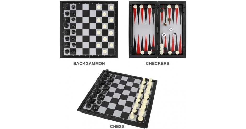 Joc 3 in 1 de sah, table si dame magnetic, 32 cm | arhiva Okazii.ro