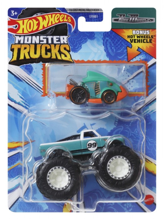Mattel Hot Wheels Monster Truck si masinuta metalica Pure Muscle. scara 1:64 | Okazii.ro