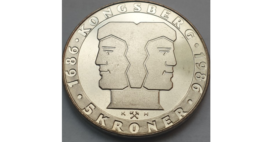 5 Kroner 1986 Norvegia, Olav V, unc, 300th Anniversary of the Mint, km#428, Europa | Okazii.ro