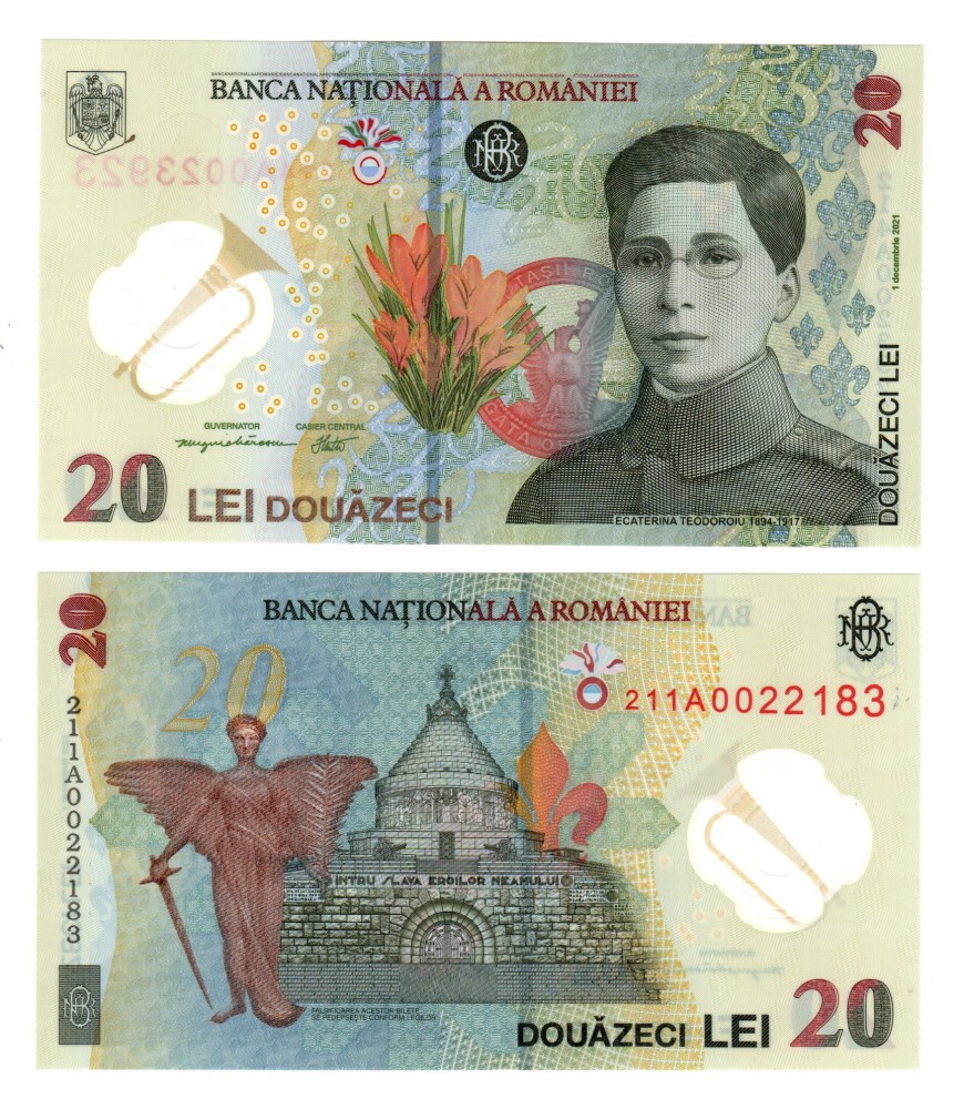 Bancnota BNR de 20 lei - Seria A - Ecaterina Teodoroiu | arhiva Okazii.ro
