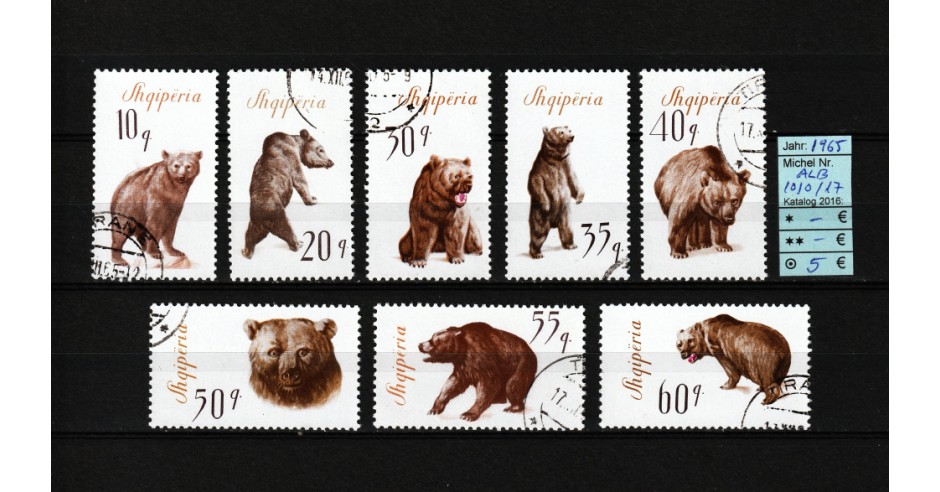 Timbre Albania, 1965 | Animale salbatice - Ursul brun | Serie completa ...