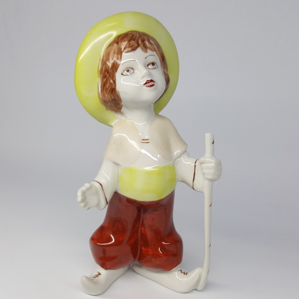 Bibelou portelan romanesc vechi, vintage - Baiat cu baston | Okazii.ro