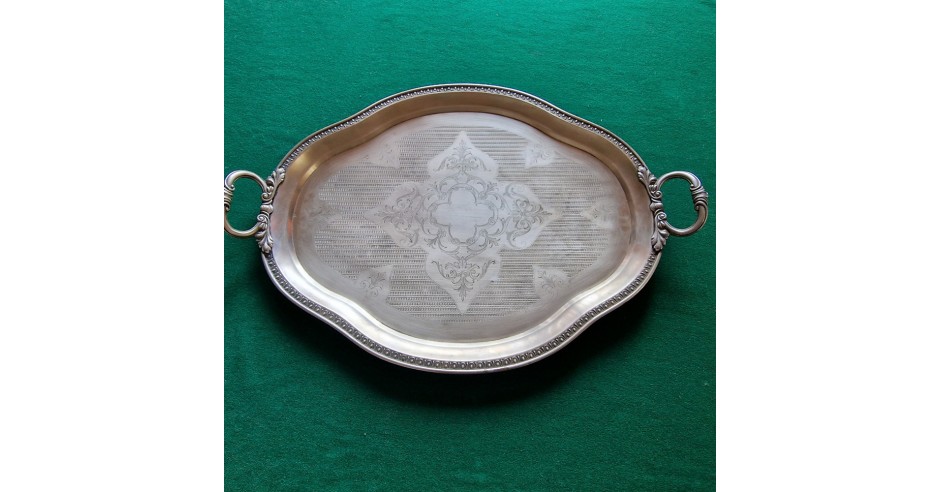 TAVA CU MANERE ARGINTATA PT. SERVIT DIVERSE - AUSTRIA anii 1800 ...