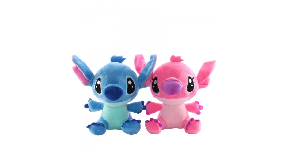Set 2 jucarii de plus Stitch si Angel KidMania® cu ventuza, Lilo si ...
