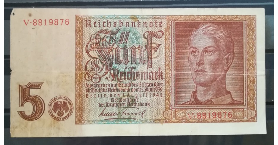Bancnota 5 marci 1942 circulata, starea din poze, | arhiva Okazii.ro