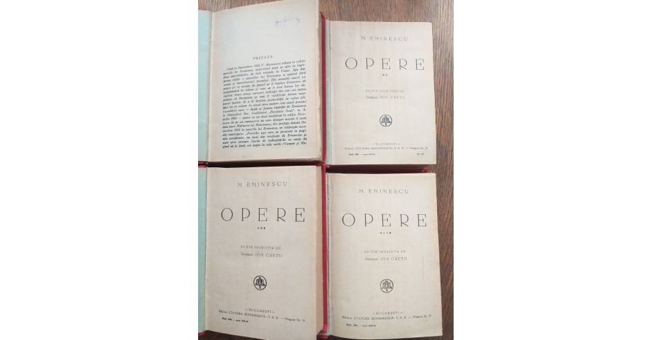 M.EMINESCU- OPERE, EDITIE INGRIJITA DE ION CRETU, 1939, LOT 4 VOLUME ...