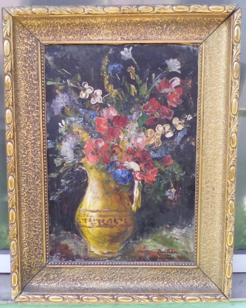 Tablou vechi- carafa cu flori de camp -Adam Baltatu | arhiva Okazii.ro