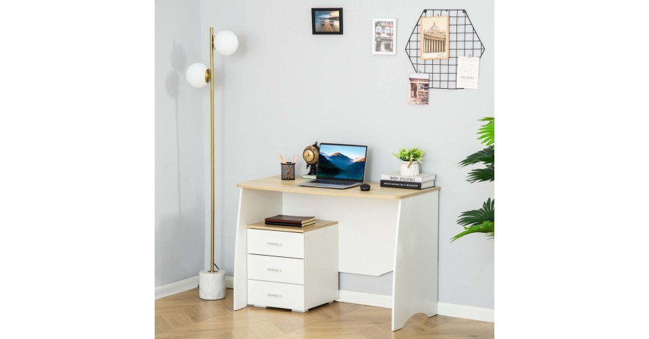 HOMCOM Masa de Birou cu Comoda Moderna din Lemn, Masa de Birou PC ...