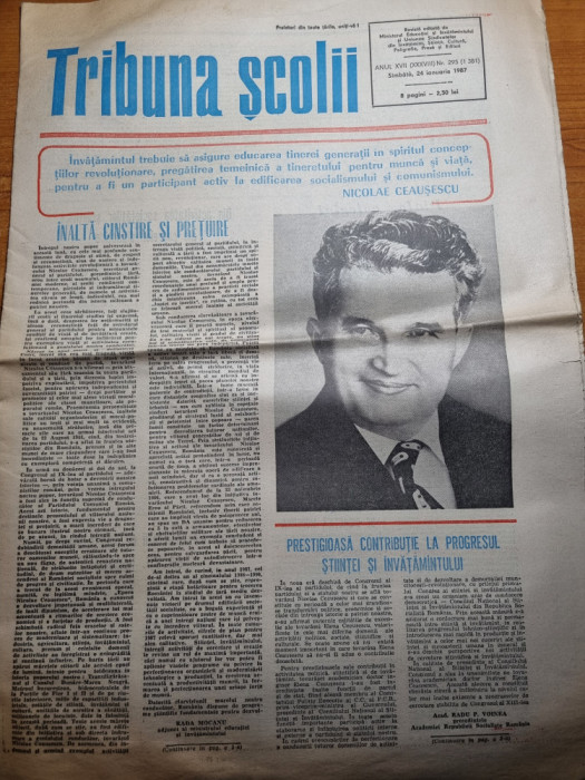Ziarul tribuna scolii 24 ianuarie 1987-ziua de nastere ceausescu,mihai ...