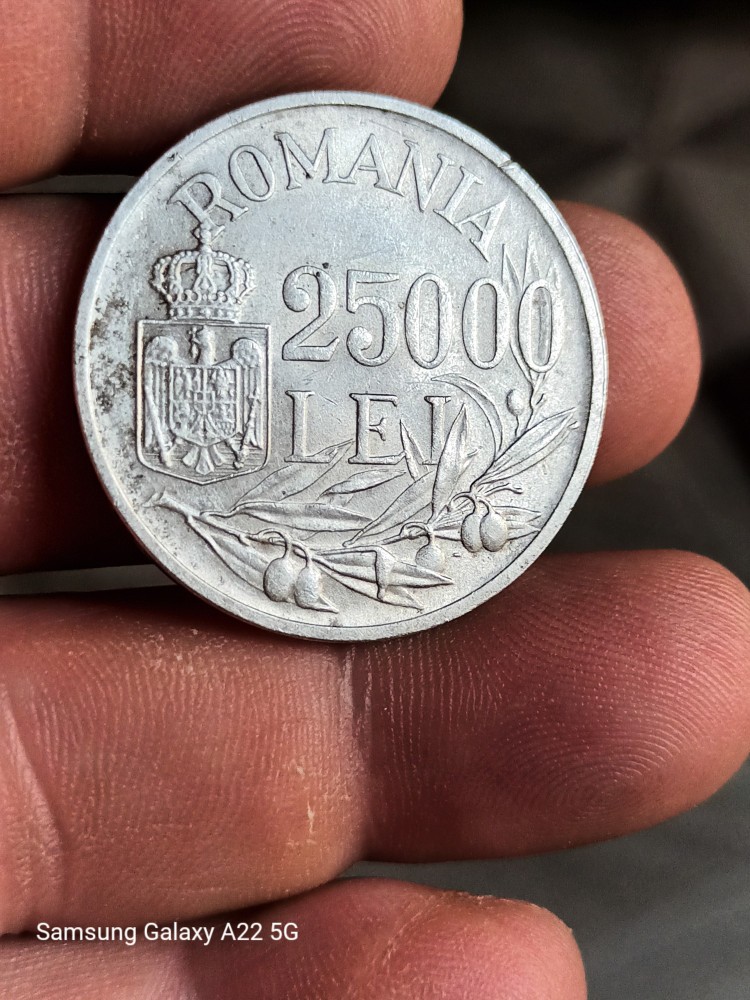 Romania 25000 Lei 1946 Varianta cu liniuta intre masline | arhiva Okazii.ro