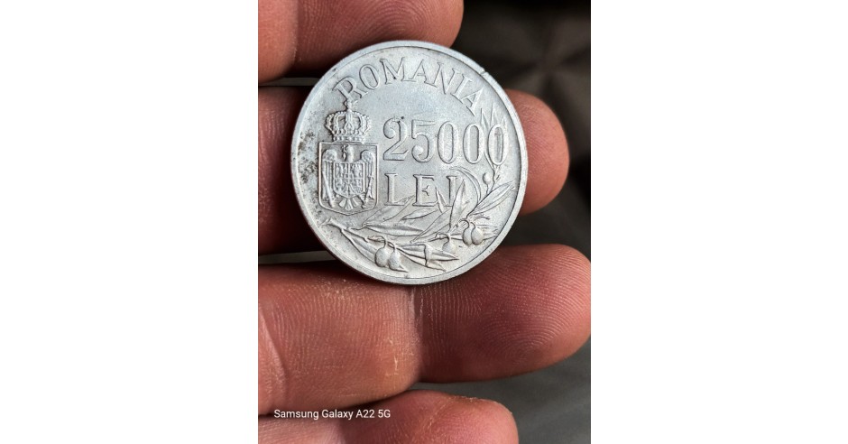 Romania 25000 Lei 1946 Varianta cu liniuta intre masline | arhiva Okazii.ro