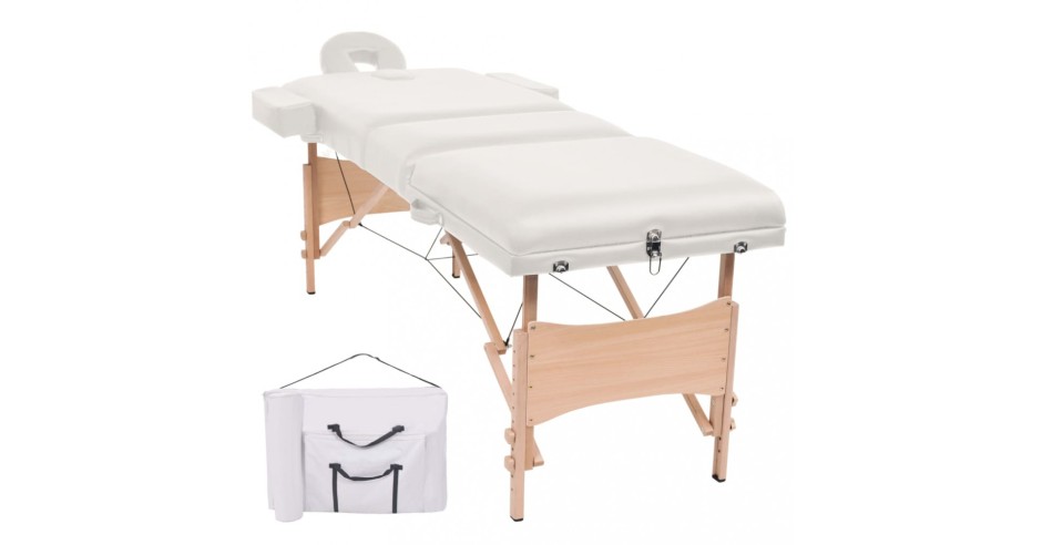Masa de masaj pliabila cu 3 zone, 10 cm grosime, Alb | arhiva Okazii.ro