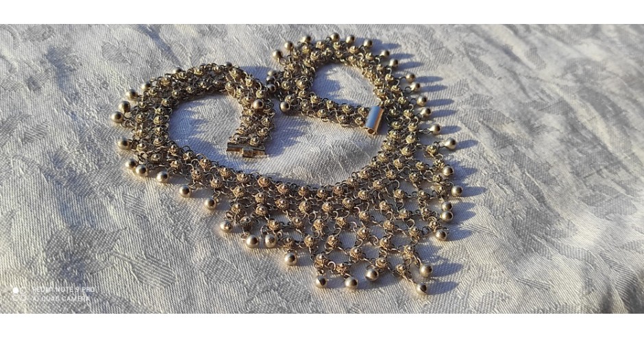 COLIER argint TRIBAL etnic INDIA RAJASTHAN vintage MASIV manopera ...